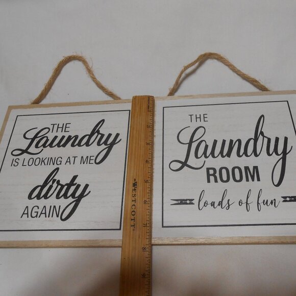 Old East Main co. | Art | 2 New Rustic Wooden Laundry Signs W Jute Rope ...